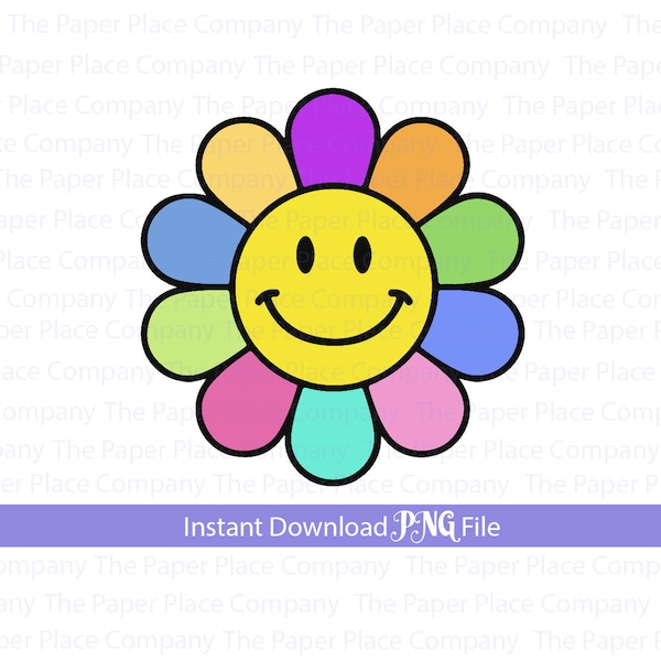 Rainbow Flower With Smiley Face - Etsy
