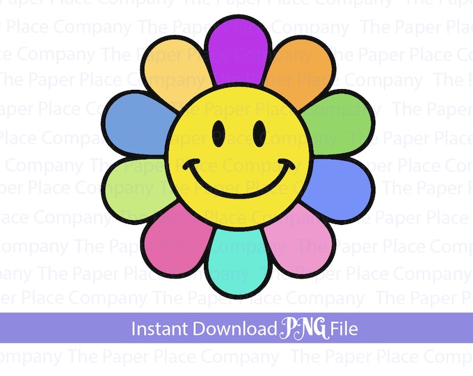 Retro Smiley Face, Flower Smiley Face PNG, Flower Smiley Face PNG ...