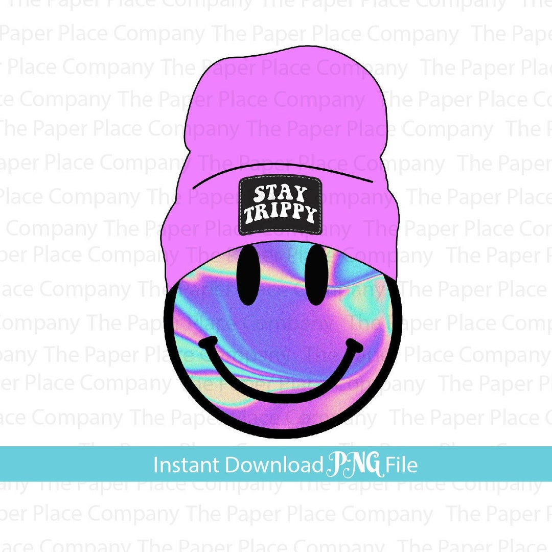 Stay Trippy Beanie Smile, Beanie PNG, Smiley Face Png, Holographic ...