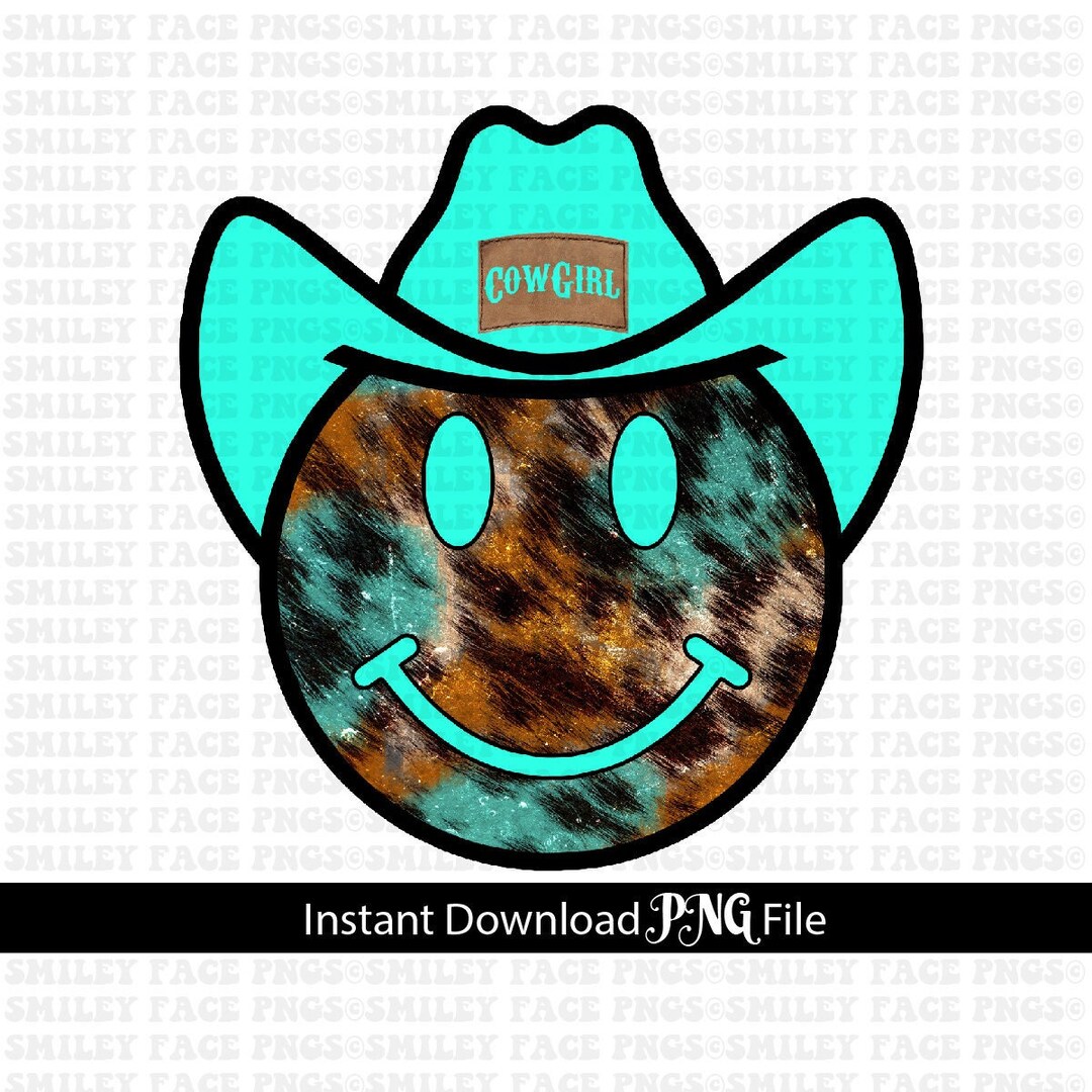 Preppy PNG Original Designer Cow Beanie Smiley Face Western Digital ...
