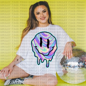 Melt Smiley Face PNG, Holographic Smiley, Holographic, Digital Download ...