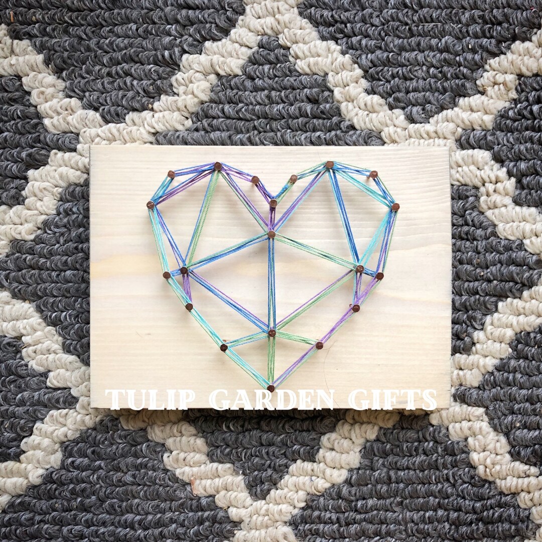 Geometric Heart String Art Mini, Geo Heart String Art, Mermaid Heart ...