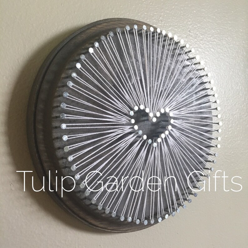 Round Plaque String Art Heart Inside a Circle Circle String - Etsy