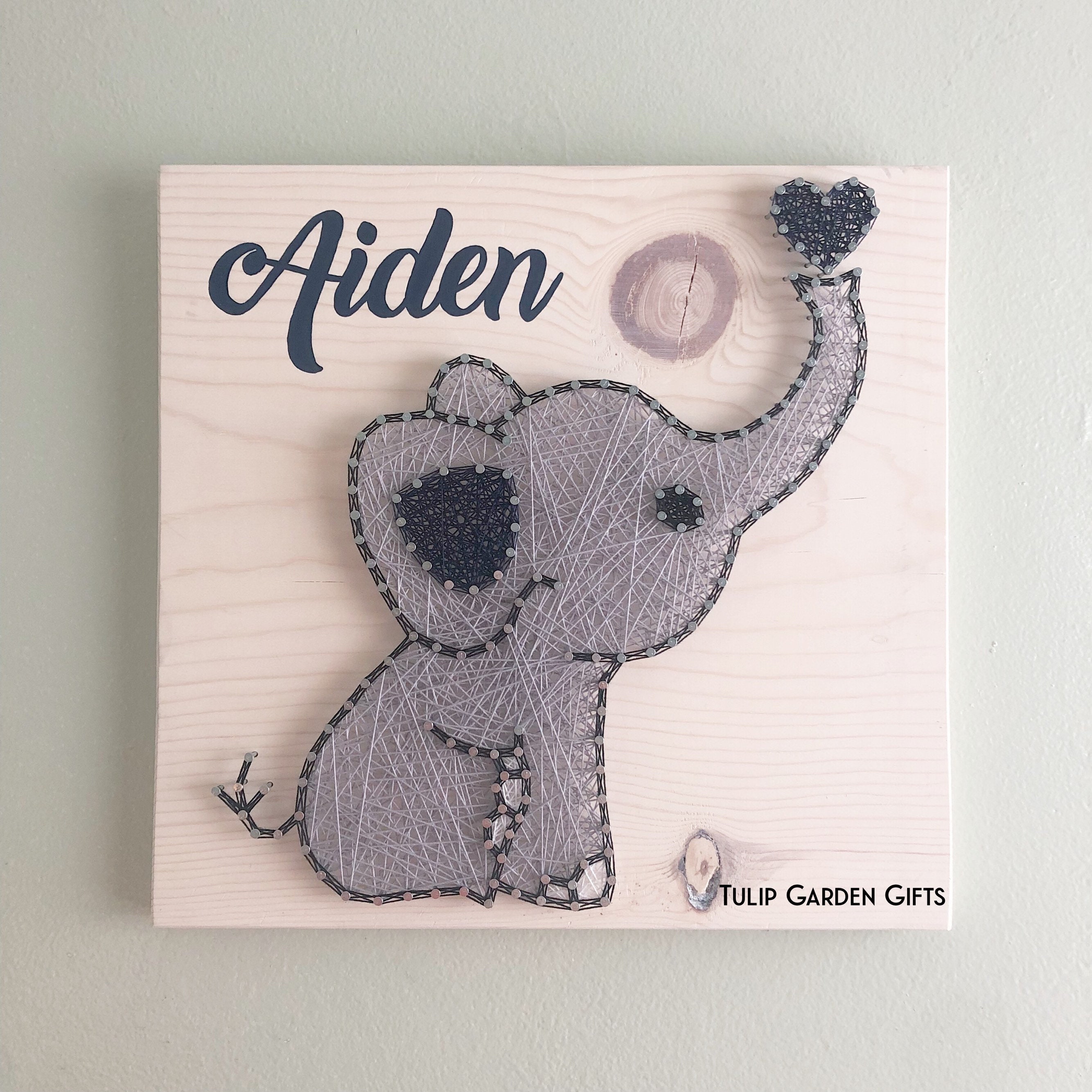 Baby Elephant String Art Baby Name Nursery Decor Elephant - Etsy Canada