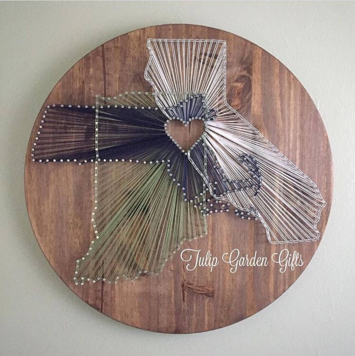 Large Three State String Art Round 3 State String Art Triple - Etsy