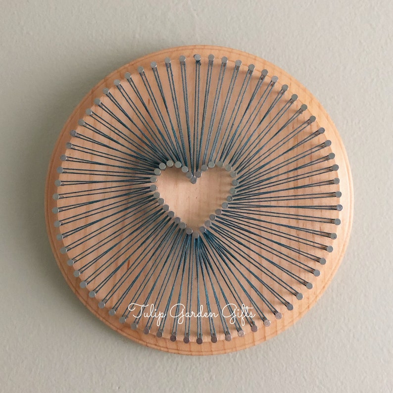 Round Plaque String Art Heart Inside a Circle Circle String - Etsy