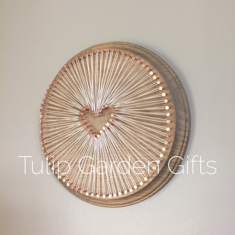 Round Plaque String Art Heart Inside a Circle Circle String - Etsy
