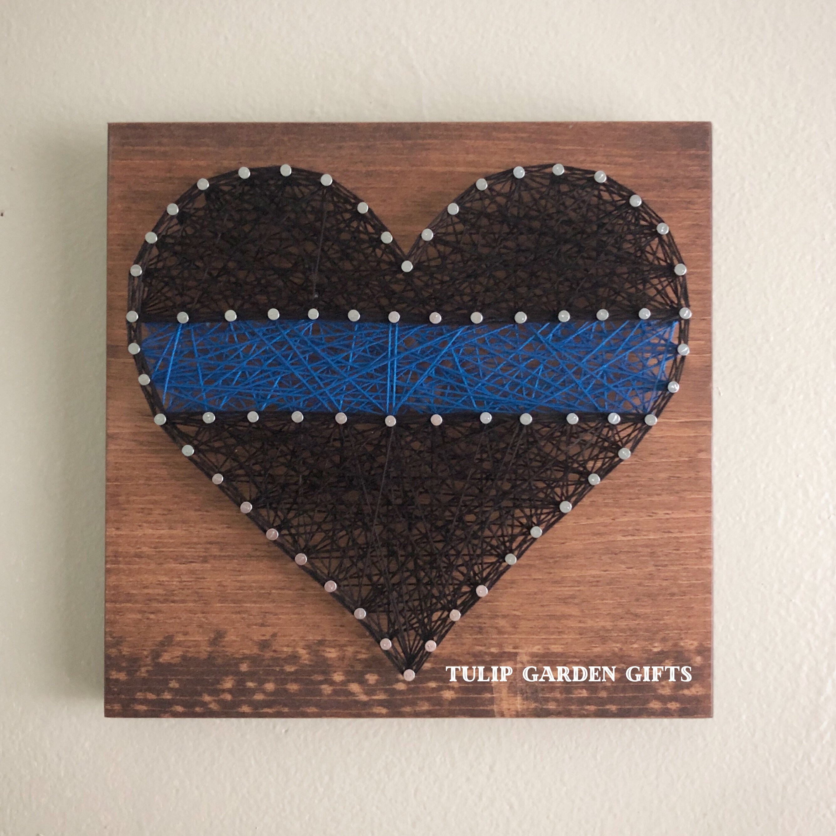 Thin Blue Line Heart String Art Law Enforcement Heart | Etsy