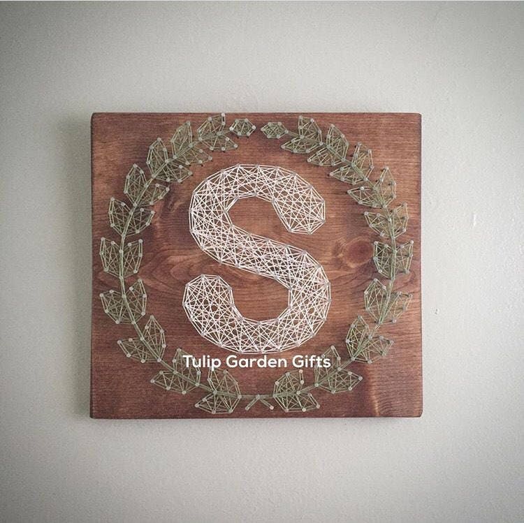Laurel Wreath Monogram String Art String Art Letter String | Etsy