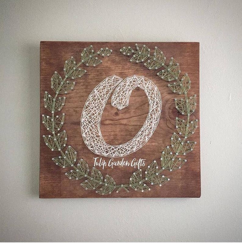 Laurel Wreath Monogram String Art String Art Letter String - Etsy