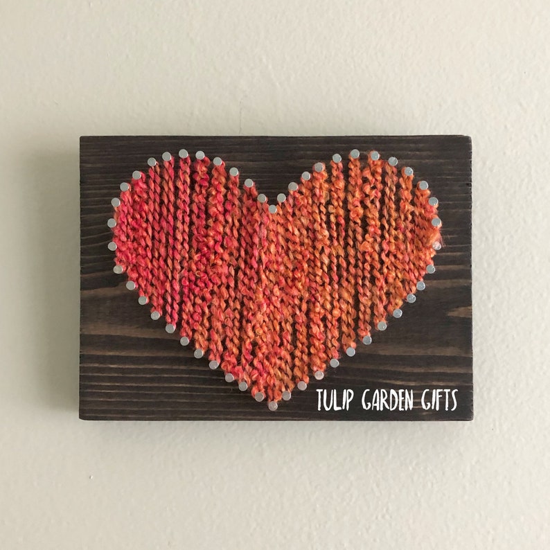 Mini Heart on Fire String Art Wood Block Heart String Art - Etsy