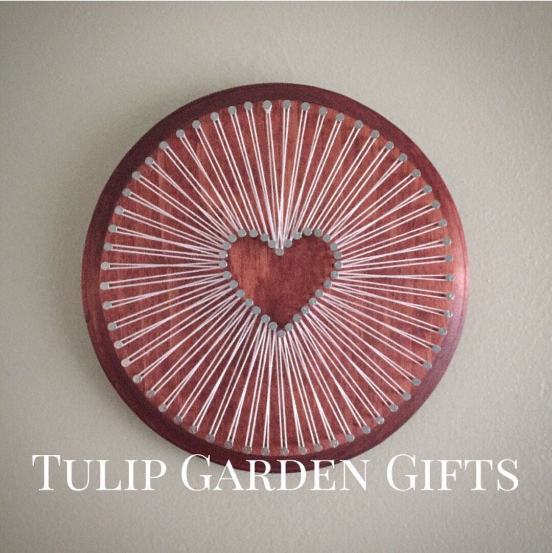 Round Plaque String Art Heart Inside a Circle Circle String - Etsy