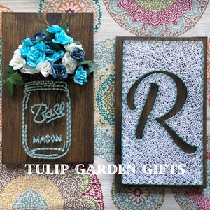 Mason Jar With Flowers String Art Ball Mason Jar String Art - Etsy