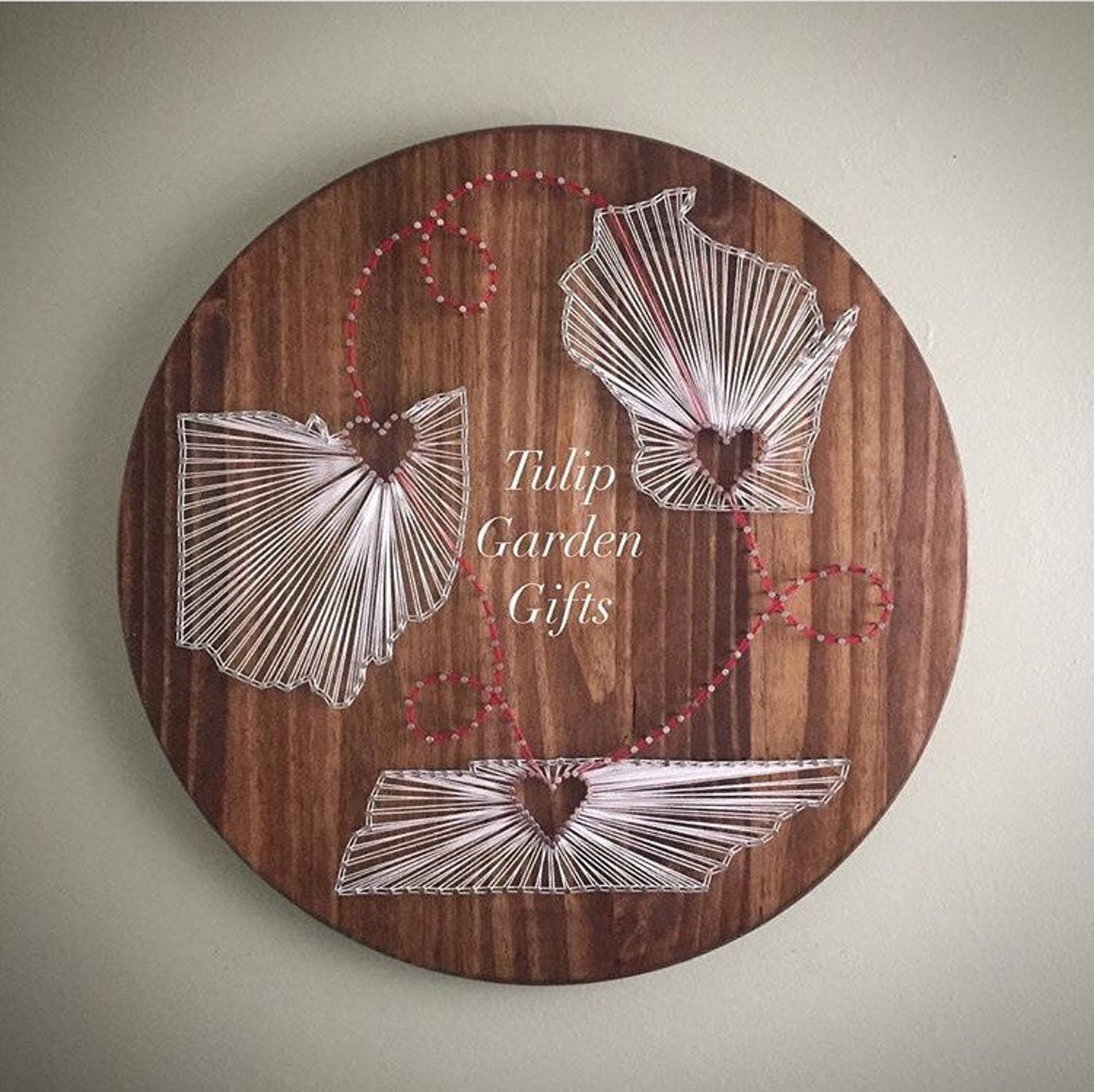 Heartstrings 3 State String Art 3 States Adjoining Wooden - Etsy