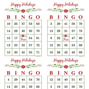1000 Happy Holidays Bingo Cards Pdf Download 4 per Page - Etsy