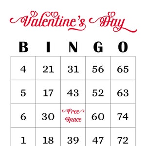 100 Valentines Day Bingo Cards Prints 1 per Page Immediate - Etsy