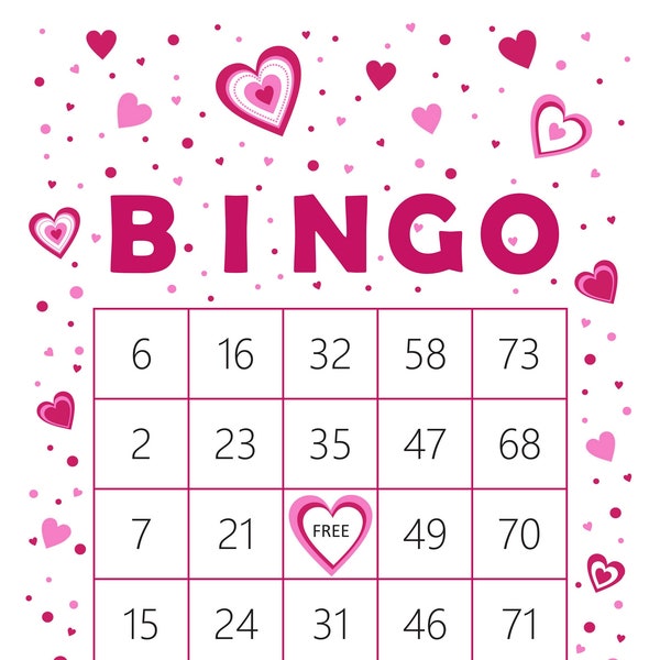 Pink Bingo Cards - Etsy