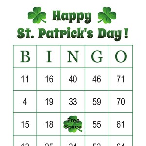 200 St. Patrick's Day Bingo Cards Pdf Download, 1, 2, and 4 per Page ...