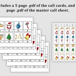 50 Holiday Bingo Cards, 1 and 2 per Page, Instant Printable Party Game ...