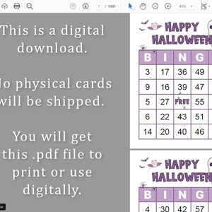 1000 Halloween Bingo Cards PDF Halloween Bingo Print Out Printable ...