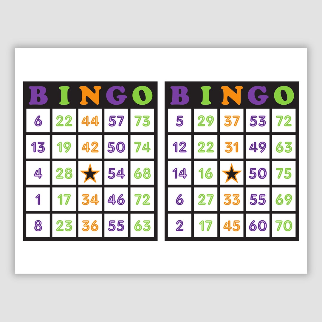 Halloween Bingo Cards, 200 Cards, 2 per Page, Pdf Download, Colorful - Etsy
