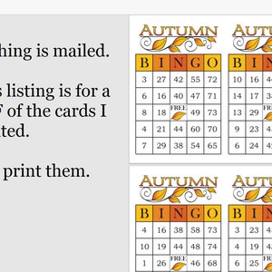 200 Autumn Bingo Cards, 1 and 2 per Page, Instant Printable Pdf ...