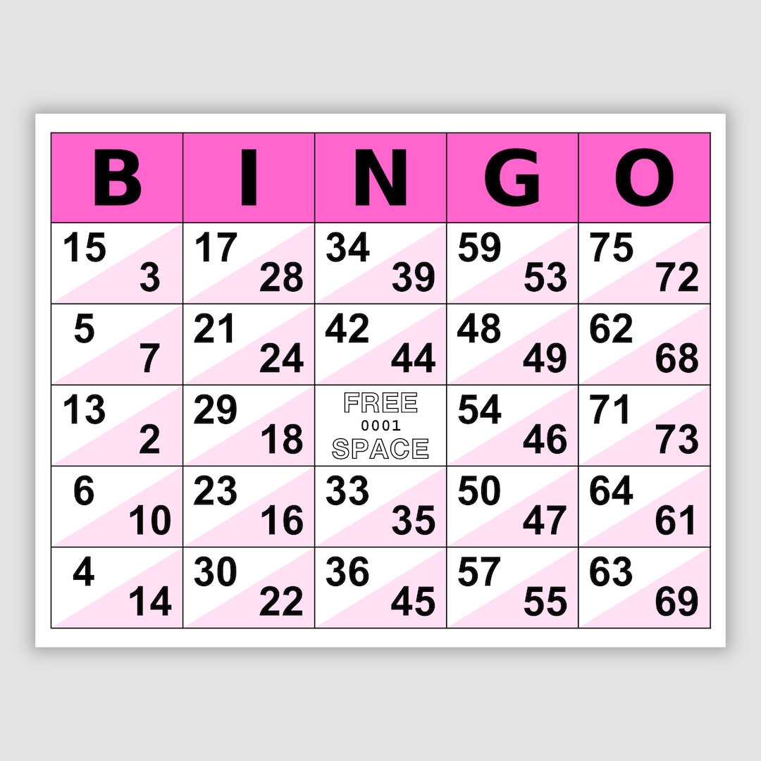 1000 Double Bingo Cards Pdf Download, 1, 2, and 4 per Page, Instant ...