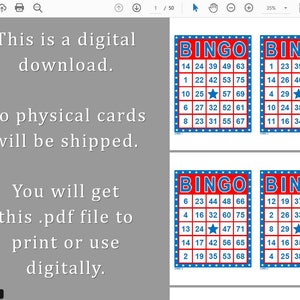 Patriotic Bingo, 100 Cards, Pdf Download, 1, 2, and 4 per Page, Instant ...