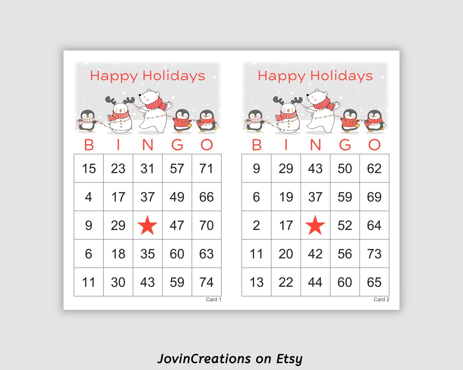 1000 Happy Holidays Bingo Cards Pdf Download, Instant Printable Fun ...