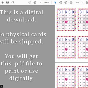 2400 Valentine's Day Bingo Cards Pdf Download, 1, 2, and 4 per Page ...