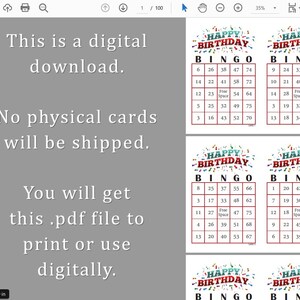 200 Birthday Bingo Cards Pdf Download, Instant Printable Fun Party Game ...