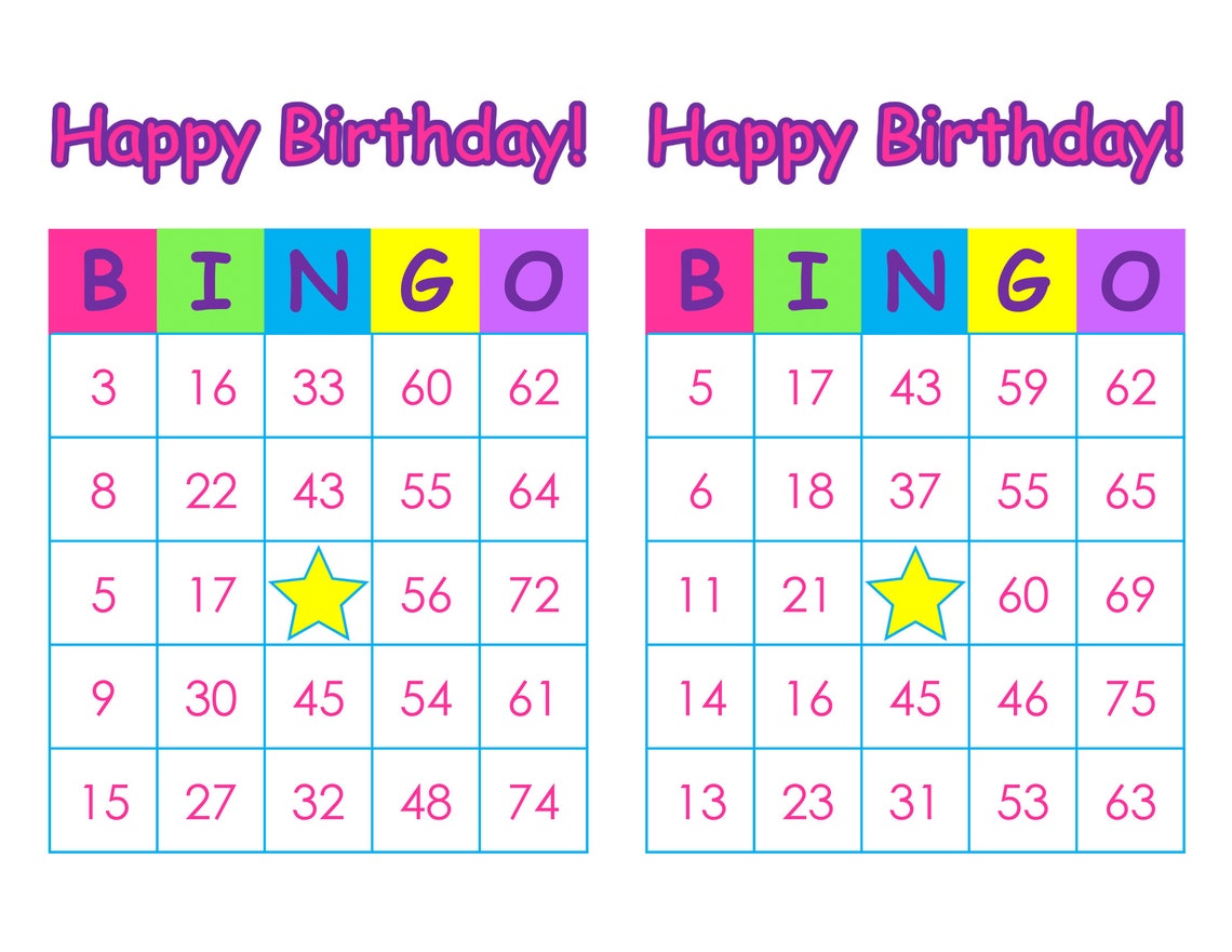 200 Birthday Bingo Cards Pdf Download 2 per Page 75 Call - Etsy
