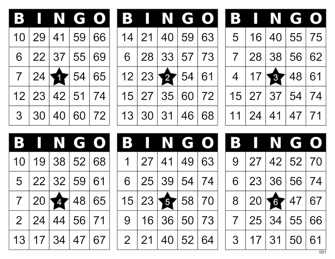 1200 Bingo Cards Pdf Download 6 per Page 6 and 12 Game - Etsy