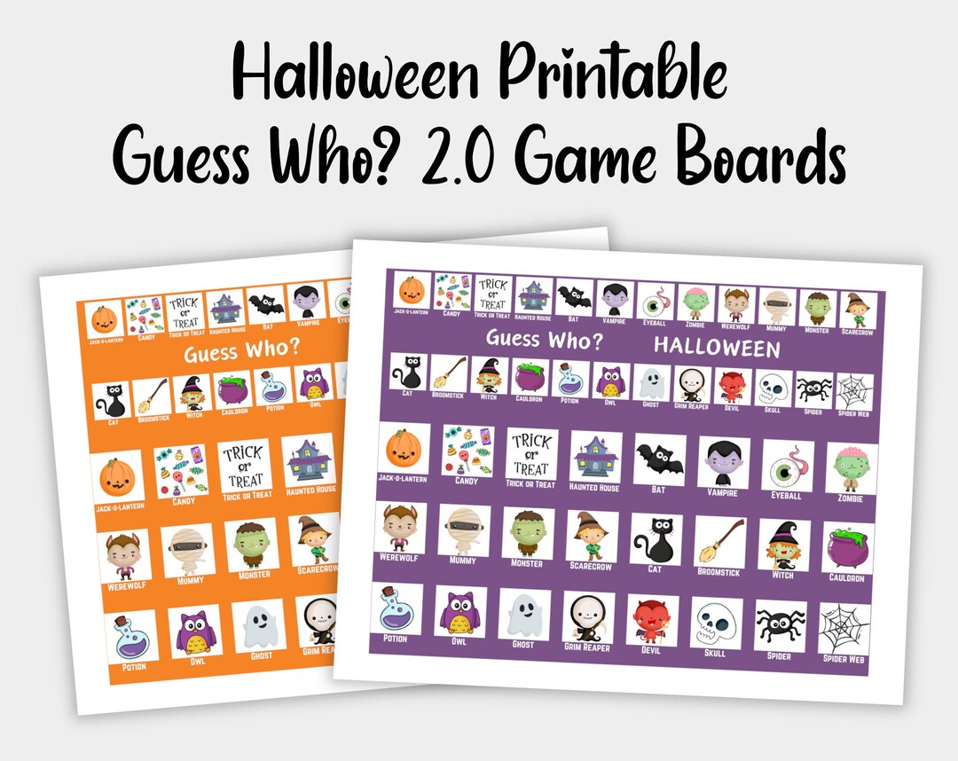 Halloween Guess Who 2.0 Printable Game Boards Halloween Printable Game ...