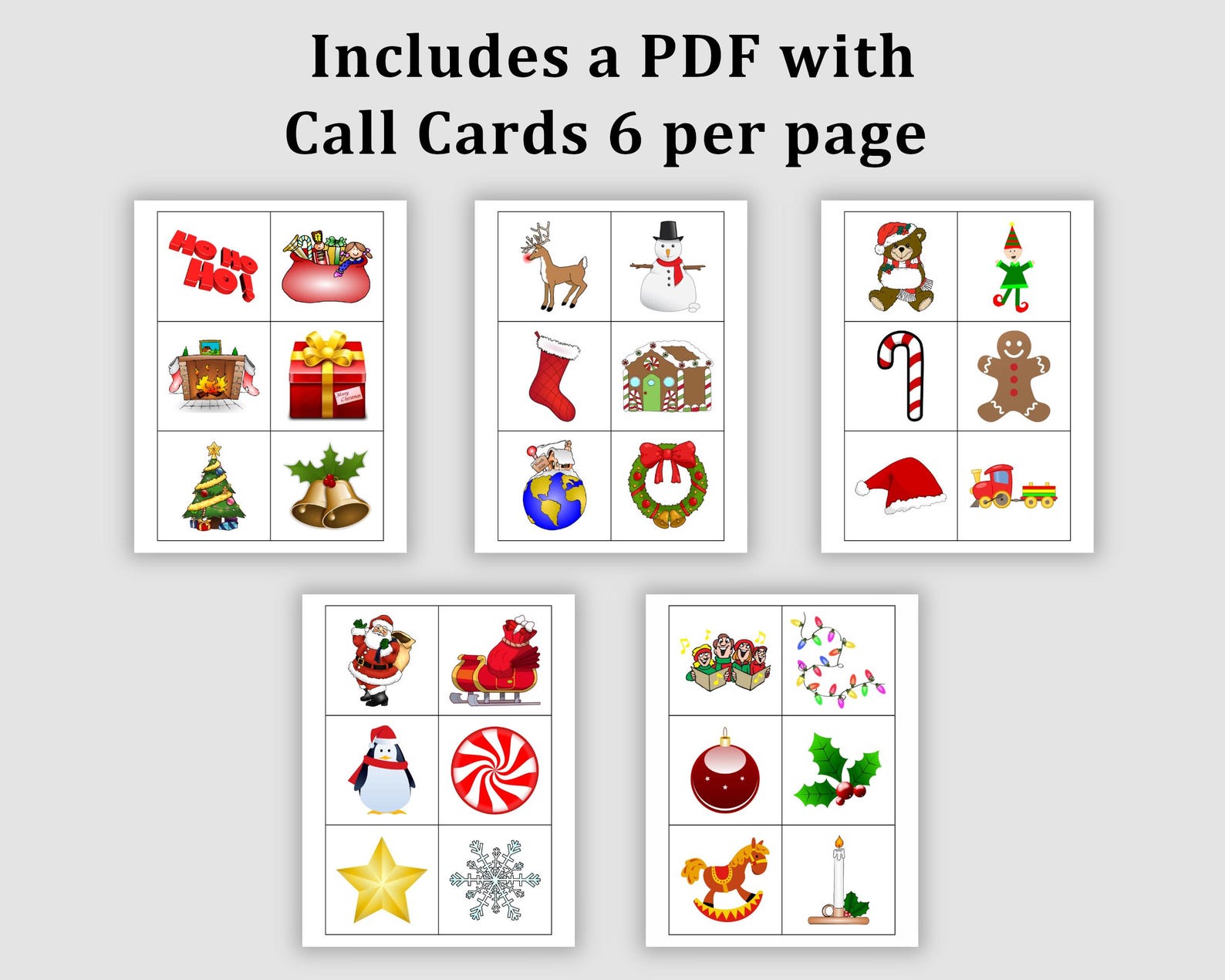 50 Christmas Bingo Cards Pdf Download, 1 and 2 per Page, Printable ...