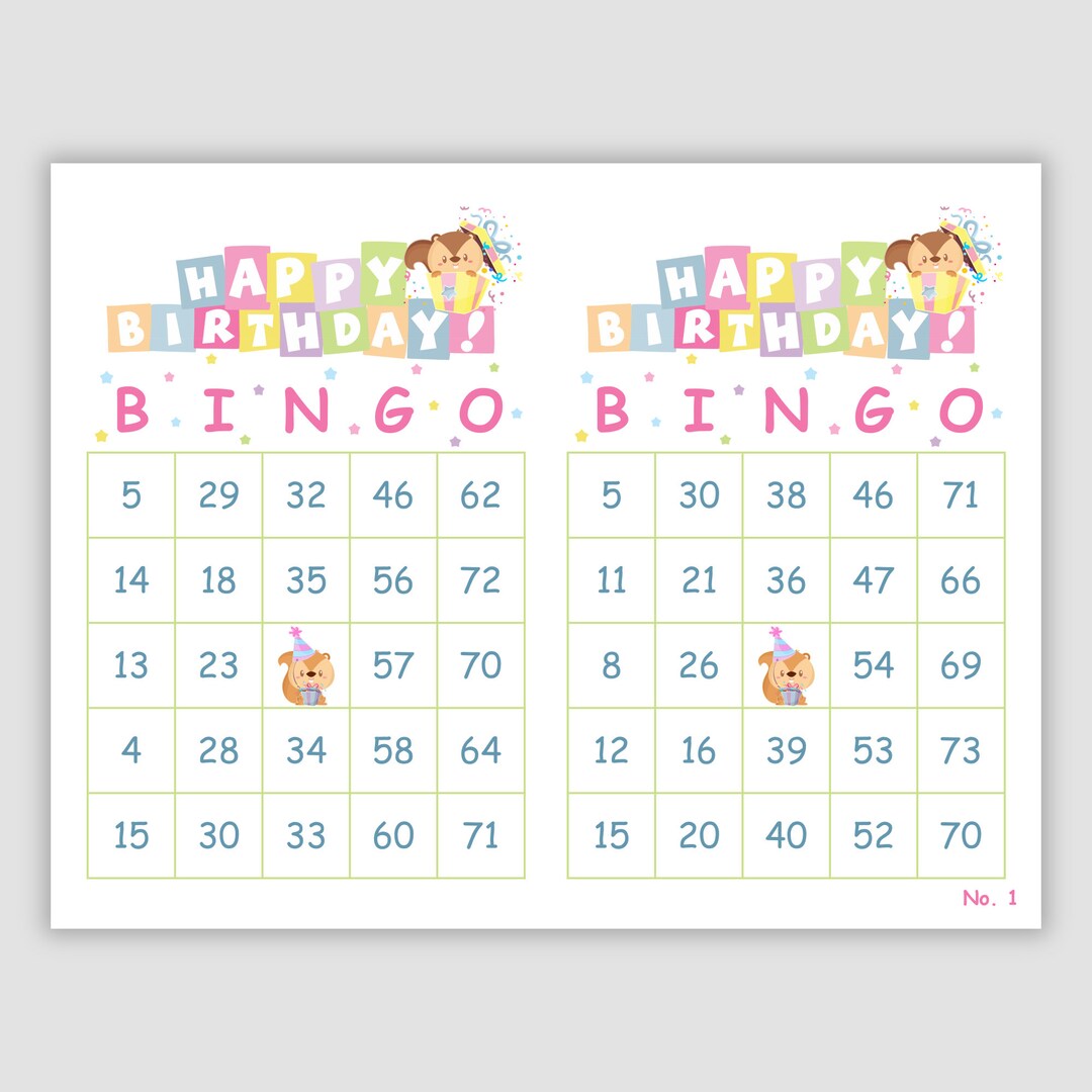 200 Birthday Bingo Cards, Pdf Download, 2 per Page, 75 Call, Instant ...