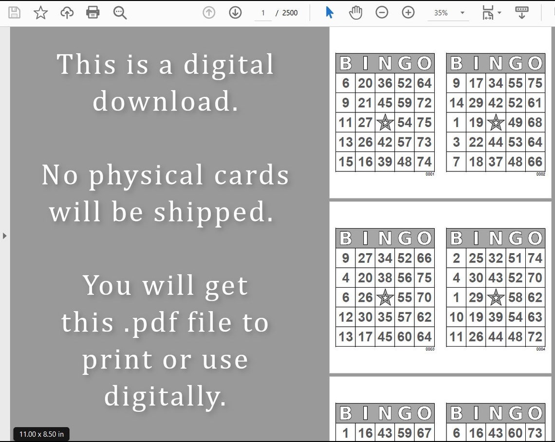 5000 Bingo Cards Pdf Download, 1, 2, and 4 per Page, Large Print ...