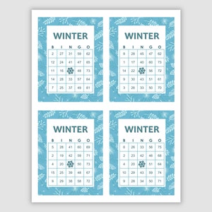 200 Winter Bingo Cards Pdf Download, 1, 2, and 4 per Page, Instant ...