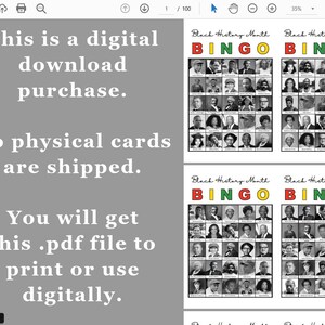 200 Black History Bingo Cards Pdf Download, 1 and 2 per Page, 36 Call ...