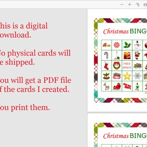 50 Christmas Bingo Cards Pdf Download 1 per Page Instant - Etsy