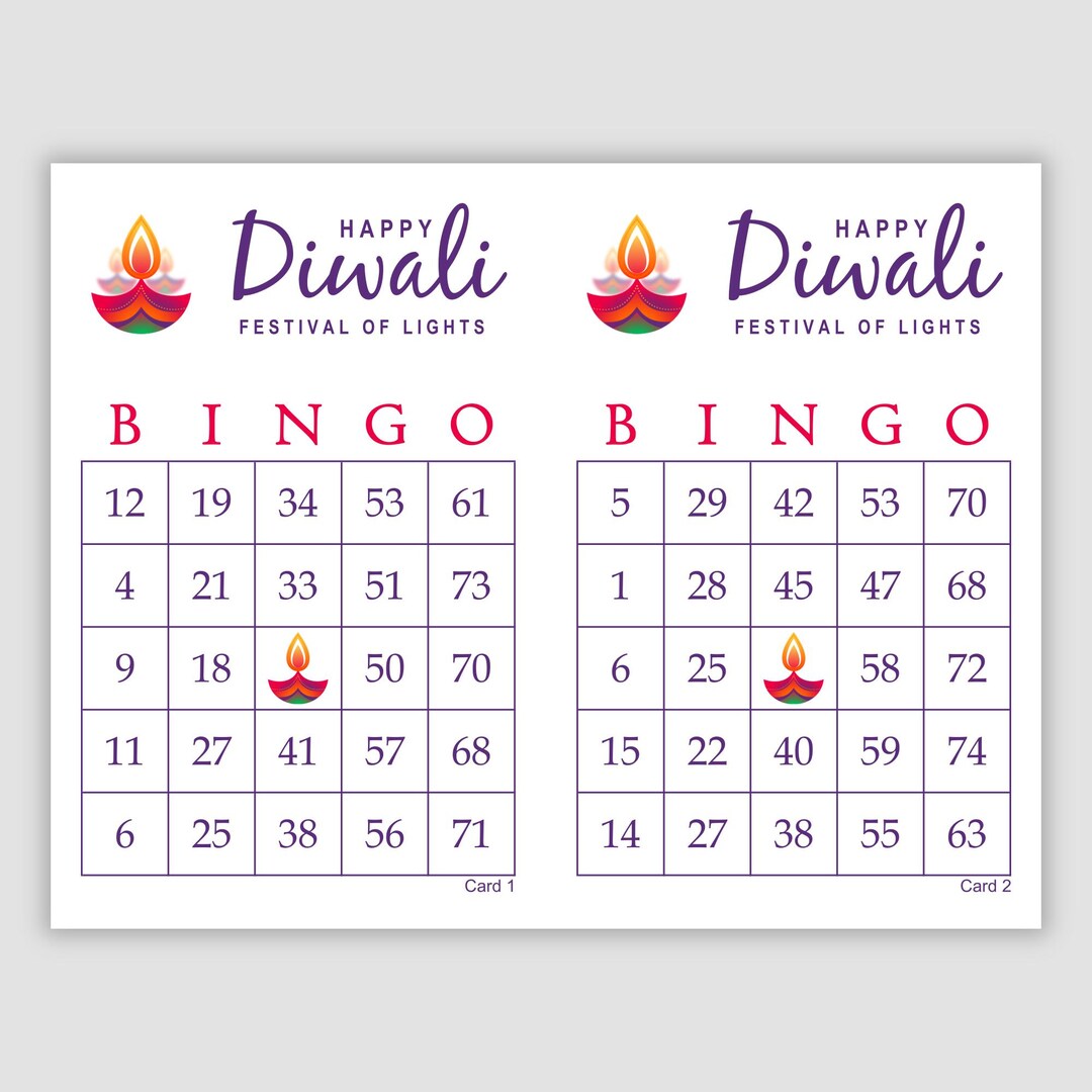 500 Diwali Bingo Cards Pdf Download, 1 and 2 per Page, Instant ...