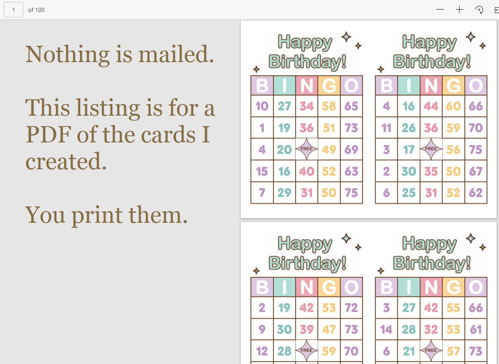 200 Birthday Bingo Cards Pdf Download 2 per Page 75 Call - Etsy