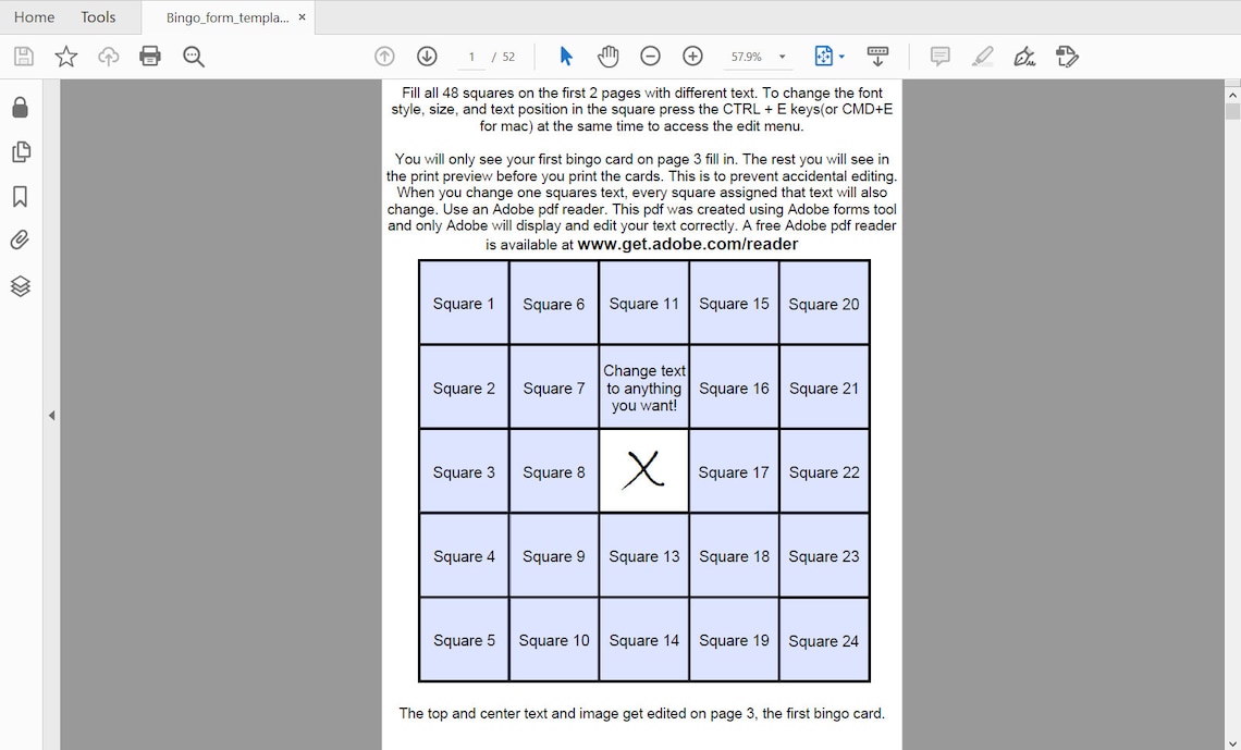 Custom Bingo Template, 50 Cards Automatically Fill, 48 Call, Top and ...