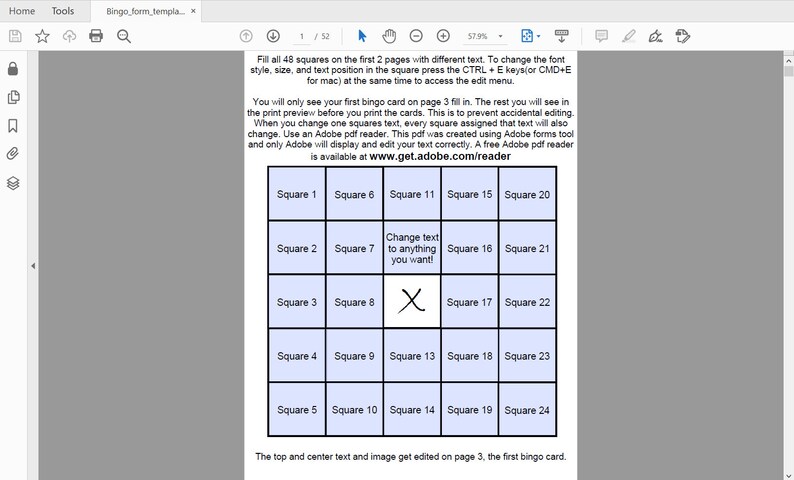 Custom Bingo Template, 50 Cards Automatically Fill, 48 Call, Top and ...