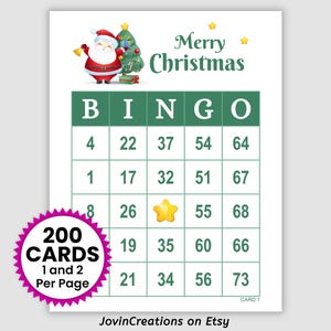200 Christmas Bingo Cards Pdf Download, 1 and 2 per Page, Instant ...