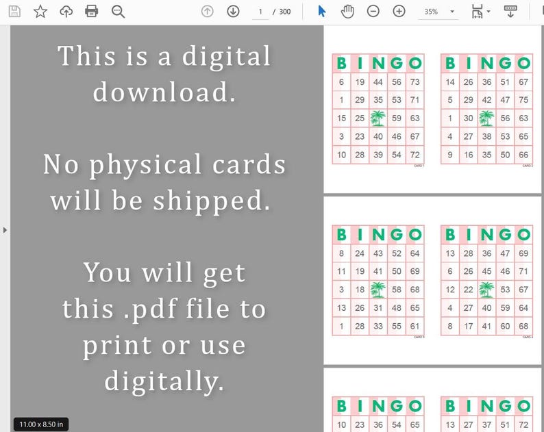 600 Bingo Cards Pdf Download, 1, 2, 4, and 6 per Page, Instant ...