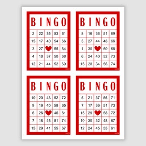1000 Valentine's Day Bingo Cards Pdf Download, 1, 2, and 4 per Page ...