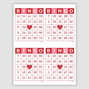 1000 Valentine’s Day Bingo Cards Pdf Download, 1, 2, 4 per Page ...