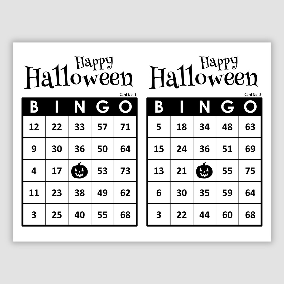 1000 Halloween Bingo Cards Pdf Download, 2 per Page, Instant Printable ...
