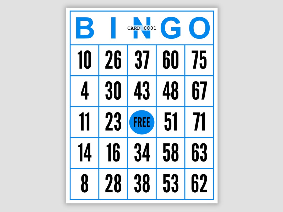 1000 Jumbo Bingo Cards Pdf Download, 1 per Page, Instant Printable Fun ...